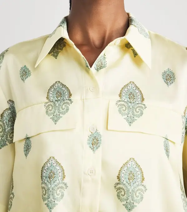 Sandro Paisley Print Tie-detail Cropped Shirt