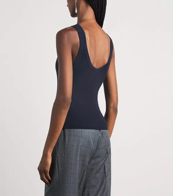 Sandro Rib-knit Contrast-placket Tank Top