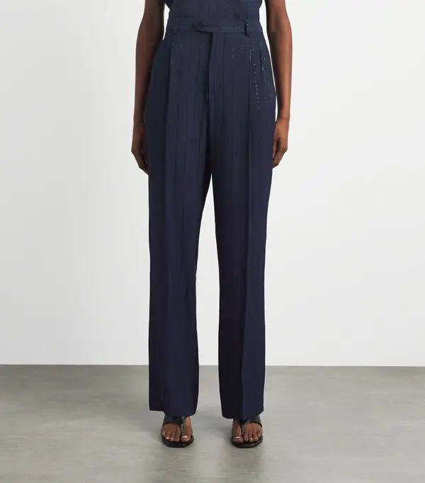 Sandro Embellished Stripe Wide-leg Trousers