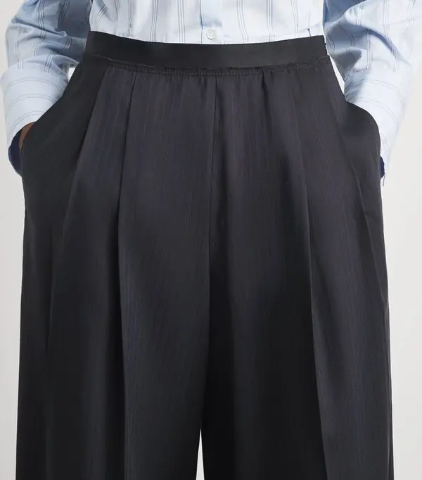 Sandro Wool Stripe Pleated Wide-leg Trousers