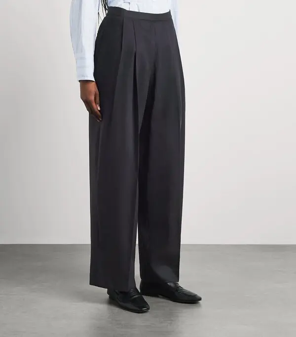 Sandro Wool Stripe Pleated Wide-leg Trousers