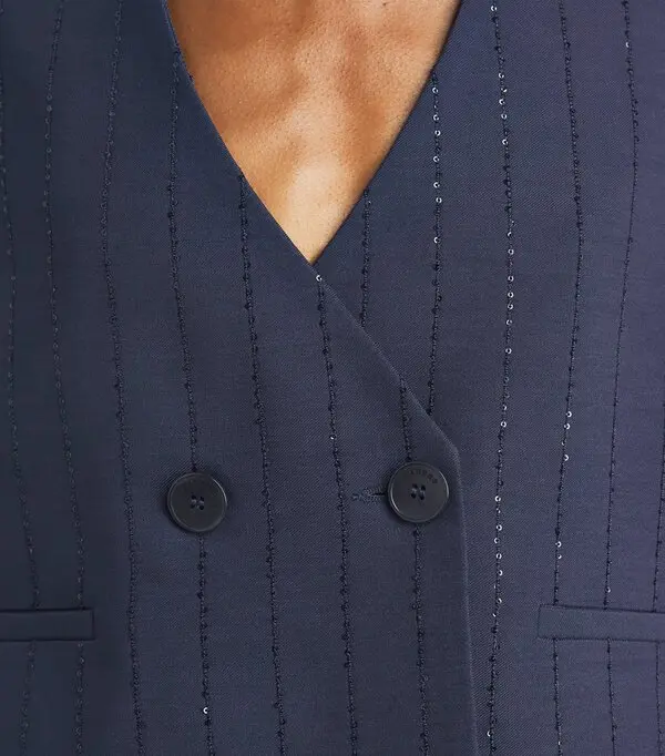 Sandro Embellished Stripe Double-breasted Waistcoat