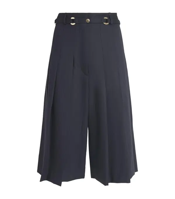 Sandro Pleated Wool-blend Shorts With Removable Belt