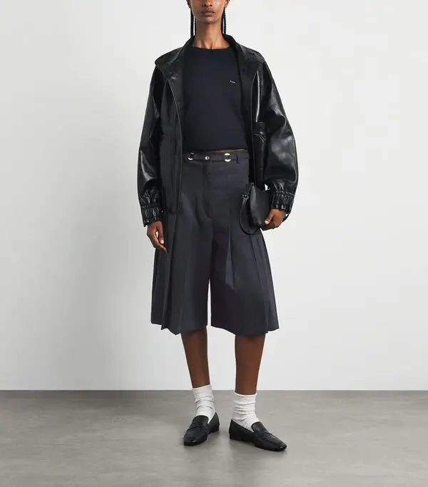 Sandro Pleated Wool-blend Shorts With Removable Belt