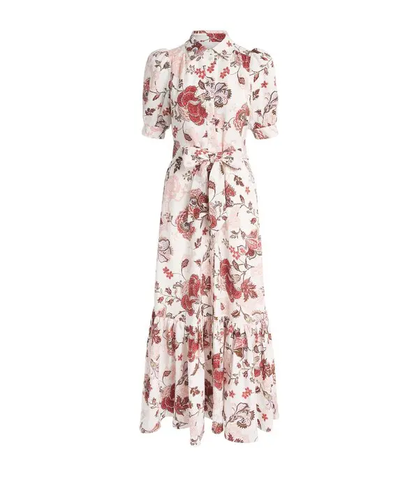 ME+EM Floral Print Maxi Shirt Dress - Beige