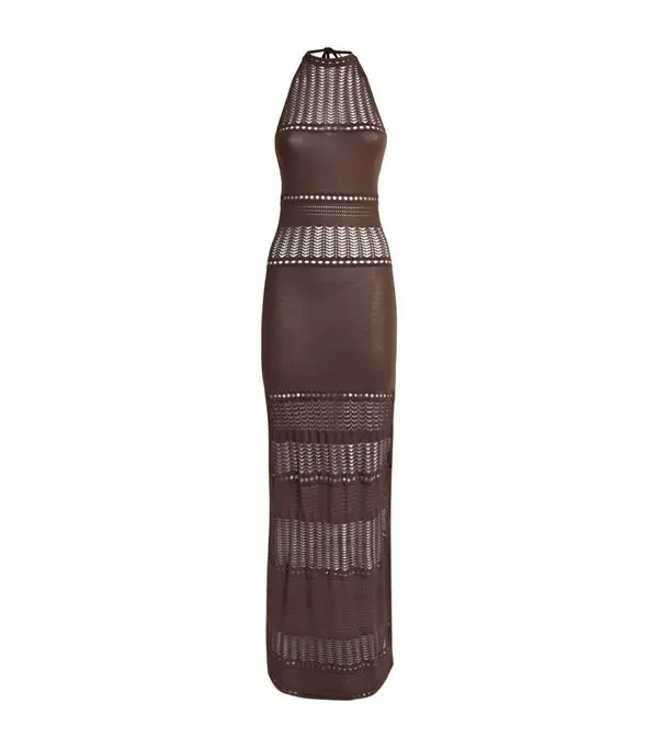 AWAY THAT DAY Crochet Zanzibar Maxi Dress - Brown