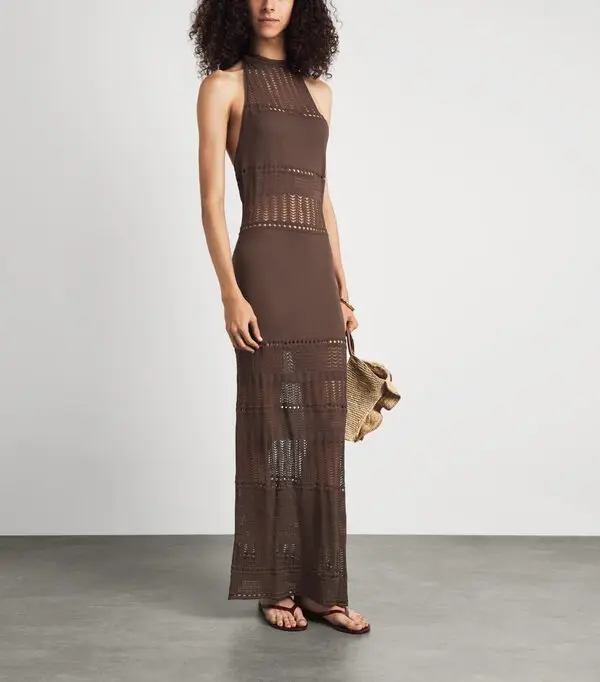 AWAY THAT DAY Crochet Zanzibar Maxi Dress - Brown