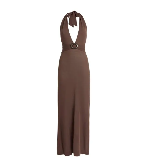 AWAY THAT DAY Mozambique Knitted Maxi Dress - Brown