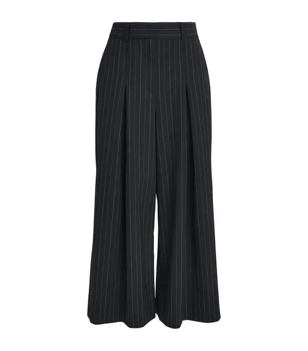 ME+EM Pinstriped Cropped Wide-leg Trousers