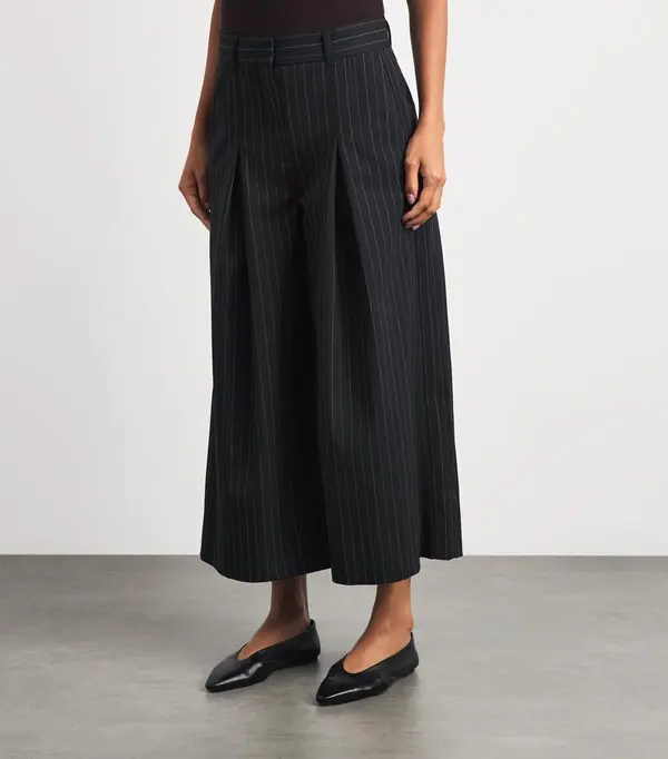 ME+EM Pinstriped Cropped Wide-leg Trousers
