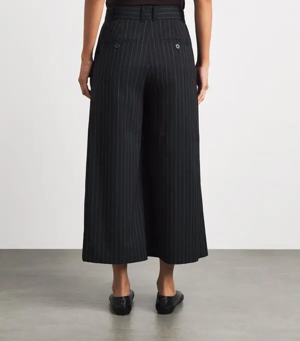 ME+EM Pinstriped Cropped Wide-leg Trousers