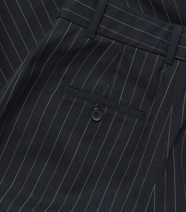 ME+EM Pinstriped Cropped Wide-leg Trousers