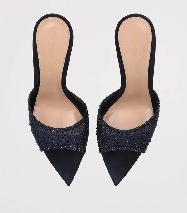 GIANVITO ROSSI Suede Embellished Pointed Toe Stiletto Heel Mules