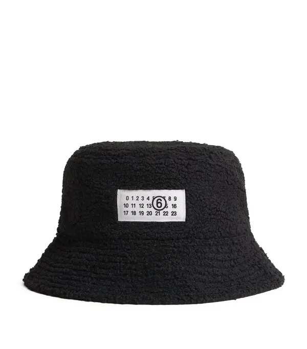 MAISON MARGIELA Bouclé Logo Patch Bucket Hat - Black
