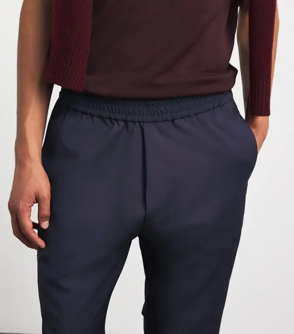 Barena Venezia Virgin Wool Elasticated Trousers - Navy