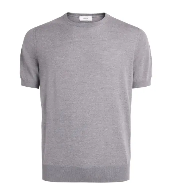 LARDINI Virgin Wool Knitted T-shirt - Grey