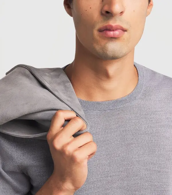 LARDINI Virgin Wool Knitted T-shirt - Grey
