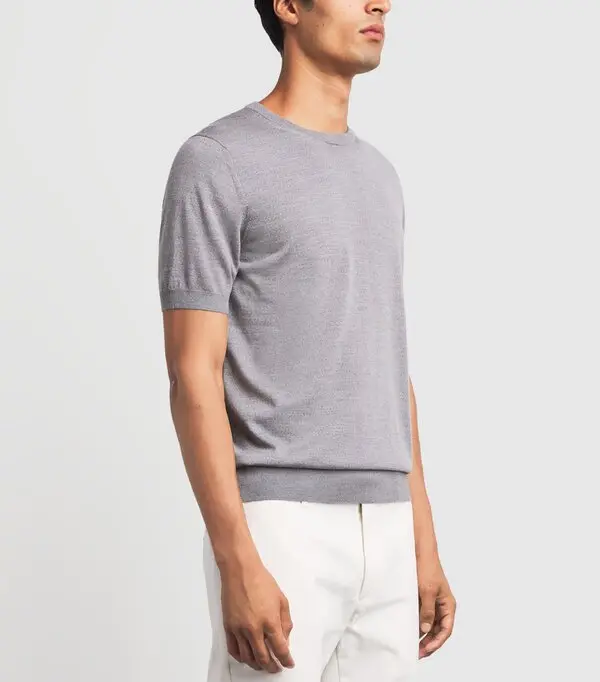 LARDINI Virgin Wool Knitted T-shirt - Grey
