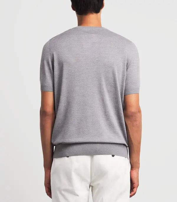 LARDINI Virgin Wool Knitted T-shirt - Grey