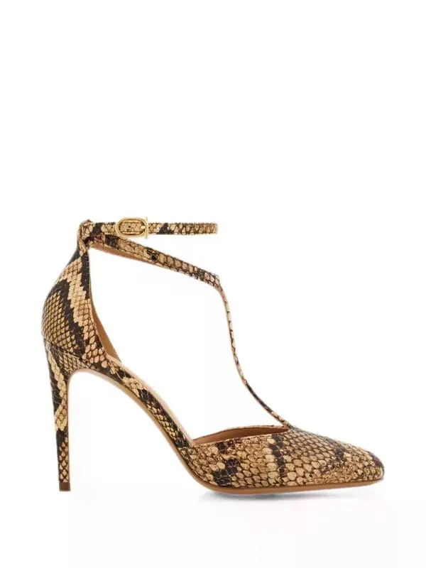 FERRAGAMO Snake-effect T-bar Pumps