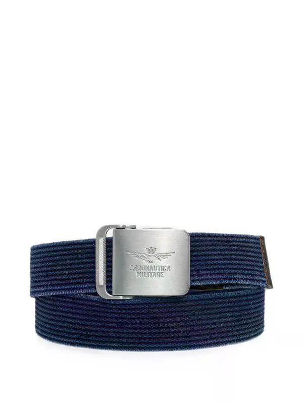 AERONAUTICA MILITARE Logo Engraved Corduroy Belt - Blue