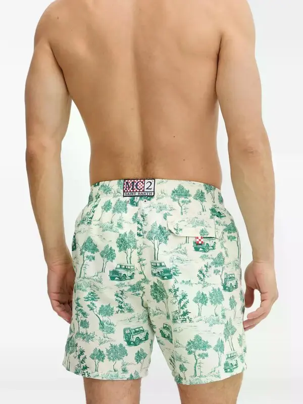 MC2 SAINT BARTH Gustavia Safari-print Drawstring Swim Shorts - White