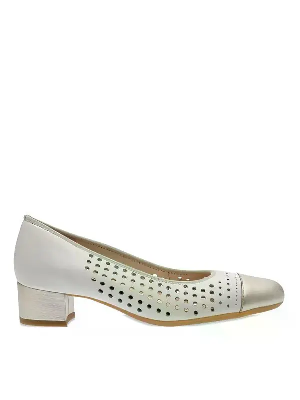 ARA Nizza Perforated Leather Pumps With Metallic Cap Toe - Neutrals