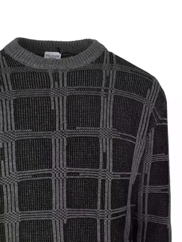 Pal Zileri Checked Intarsia-knit Sweater