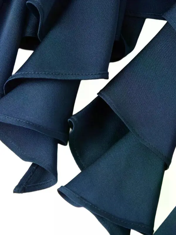 Shanghai Tang Asymmetric Tiered Satin Skirt