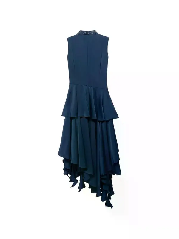 Shanghai Tang Embellished Mandarin Collar Qipao Dress - Blue