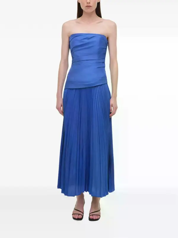 Simkhai Arie Strapless Pleated Midi Dress