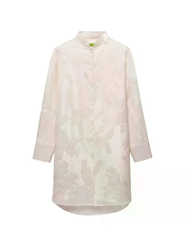 Shanghai Tang Jacquard Floral Pattern Shirt Dress