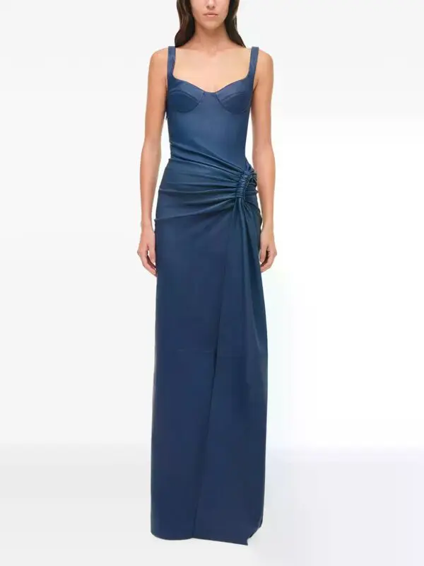 Simkhai Lyle Draped Leather Long Dress