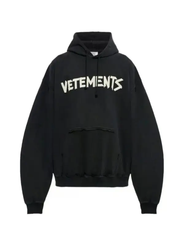 Vetements Logo-print Frayed Hoodie