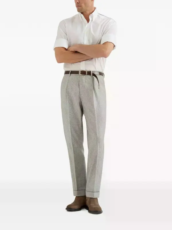 Brunello Cucinelli Silk And Cashmere Cavalry Tweed Trousers