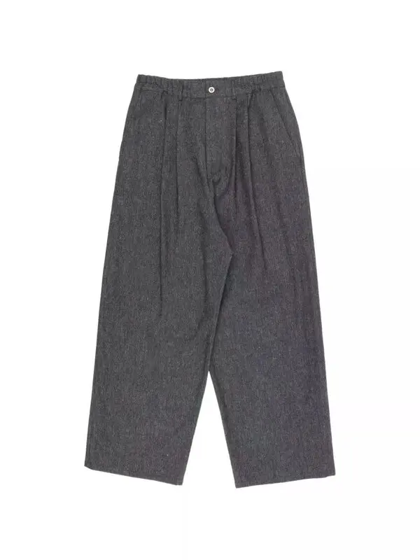 AVIVA JIFEI XUE Denim Texture Double Pleat Wide Leg Trousers