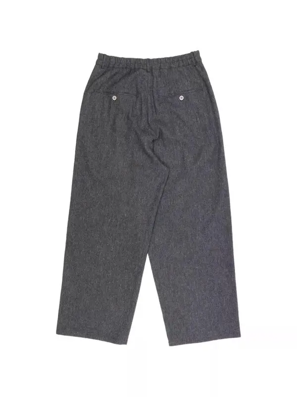 AVIVA JIFEI XUE Denim Texture Double Pleat Wide Leg Trousers