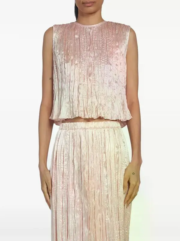 Adam Lippes Anouk Plissé-effect Top - Pink