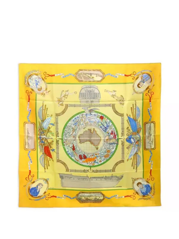 Hermès 2010s Le Géographe Scarf - Yellow