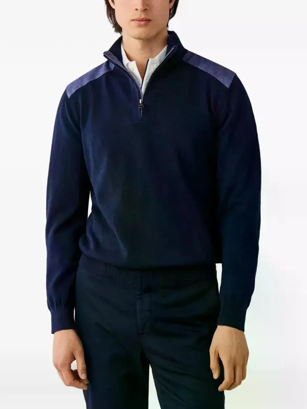 HACKETT LONDON Quarter-zip Panelled Sweater