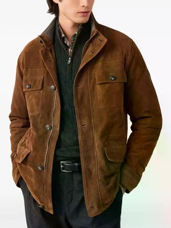 HACKETT LONDON Leather Multi-pocket Jacket