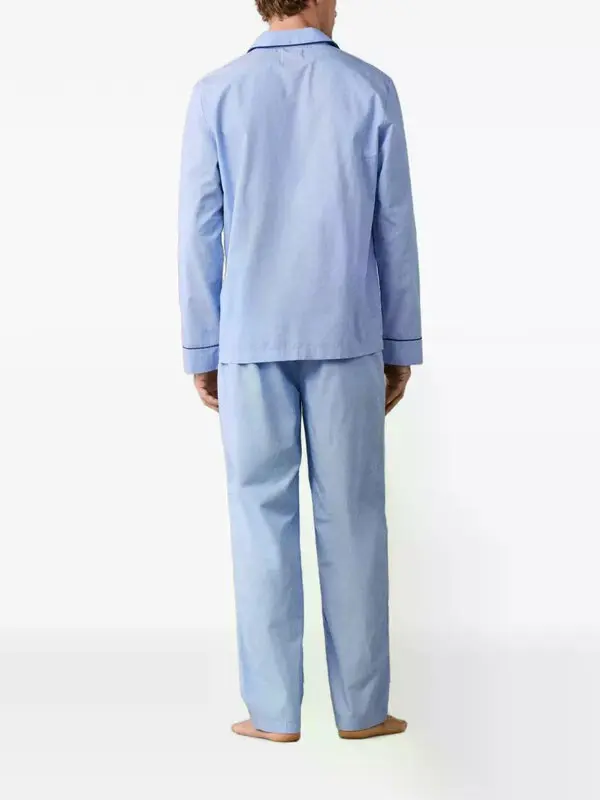 HACKETT LONDON Logo-embroidered Piped Pajamas Set - Blue