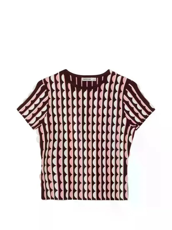 Simkhai Kendra Scalloped Knit T-shirt - Brown