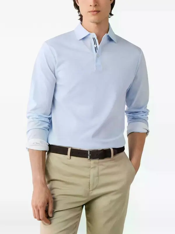 HACKETT LONDON Piqué Long-sleeve Polo Shirt