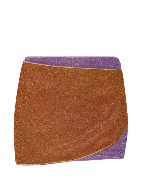 Oseree Glitter-effect Wrap Mini Skirt - Brown