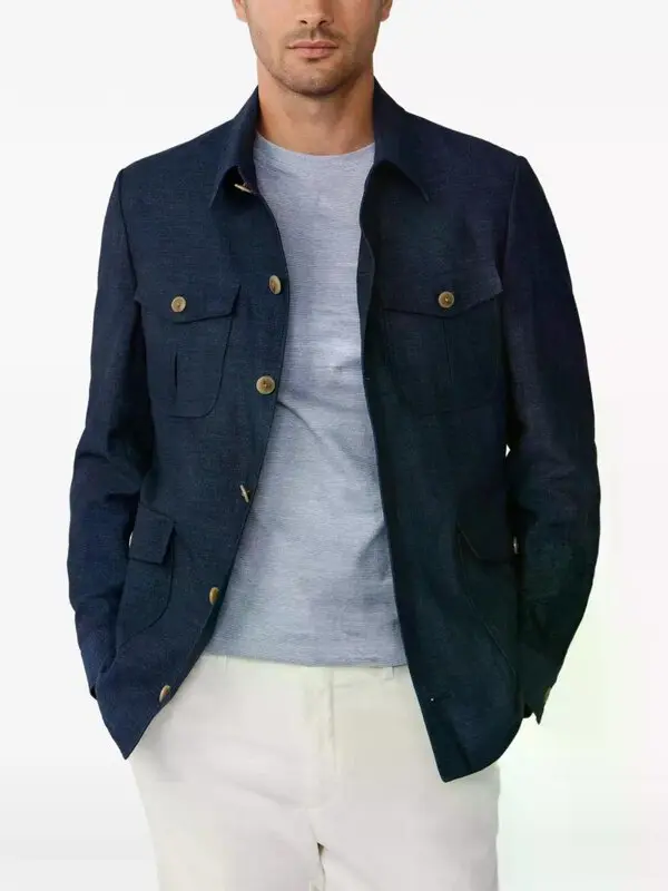 HACKETT LONDON Melange Chambray-linen Jacket