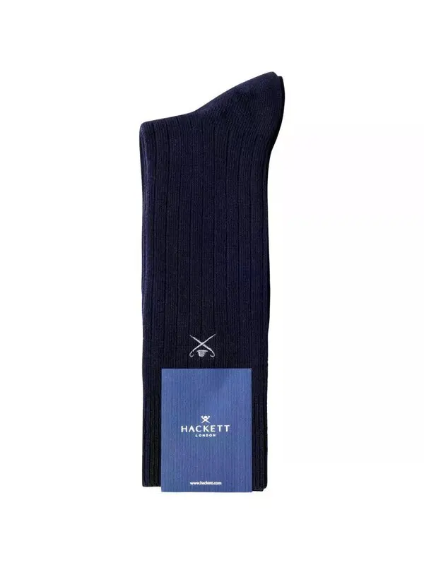 HACKETT LONDON Ribbed Knit Embroidered Logo Socks