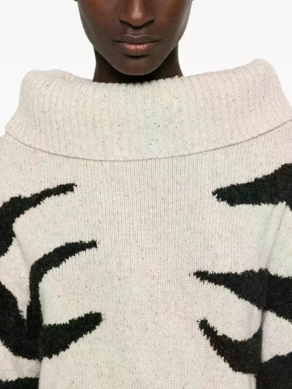 Moschino Long Sleeve Mini Dress With Tiger Print - Neutrals