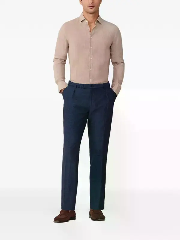 HACKETT LONDON Pleated Melange Trousers