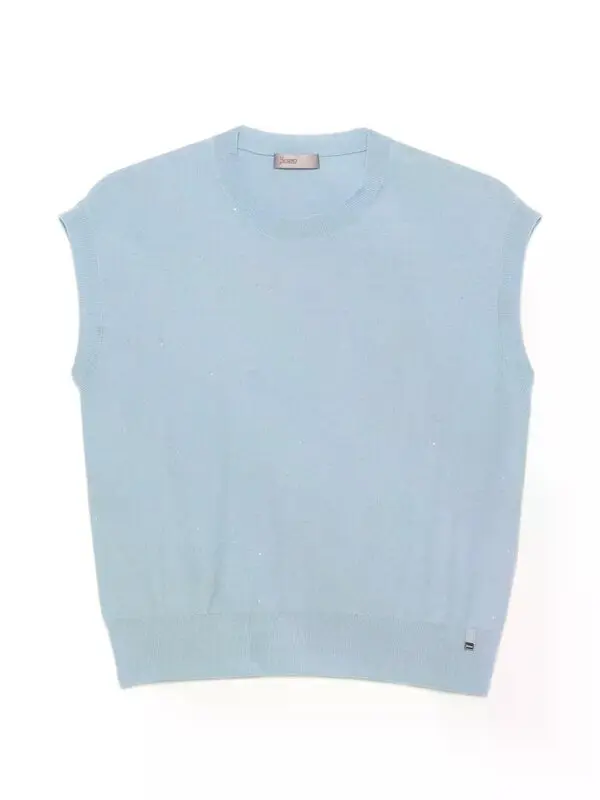 Herno Sequin Embellished Cap Sleeve Vest - Blue